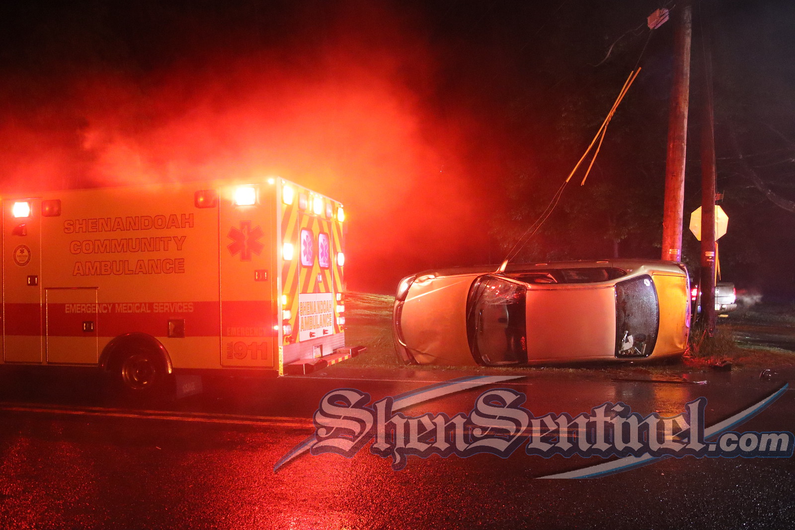 Car rolls, hits utility pole in Brandonville - The Shenandoah Sentinel